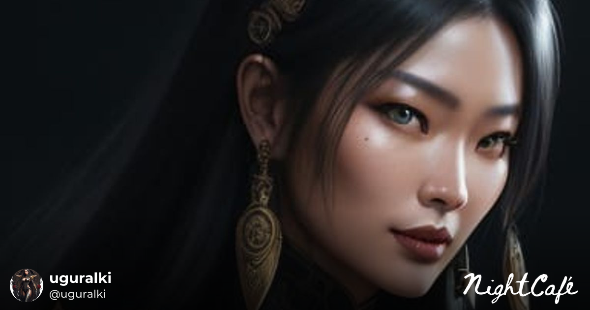 Mongolian female warrior. Realistic facial features and expressions ...