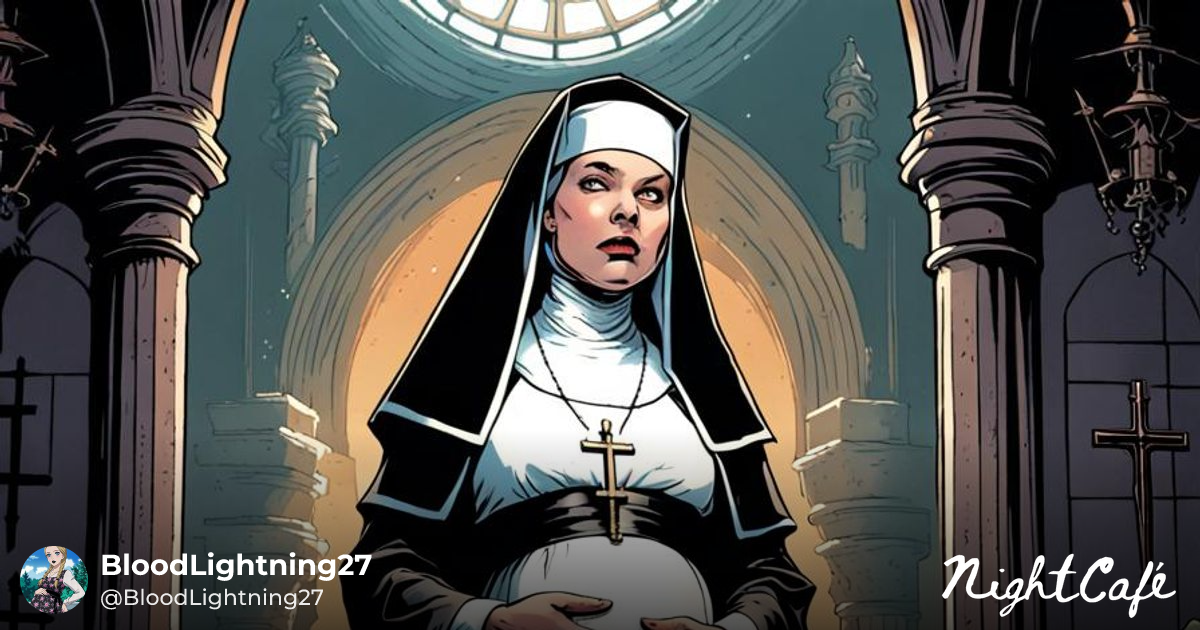 Pregnant Nun I - Pregnant Nun in Chapel: Comic Book Art