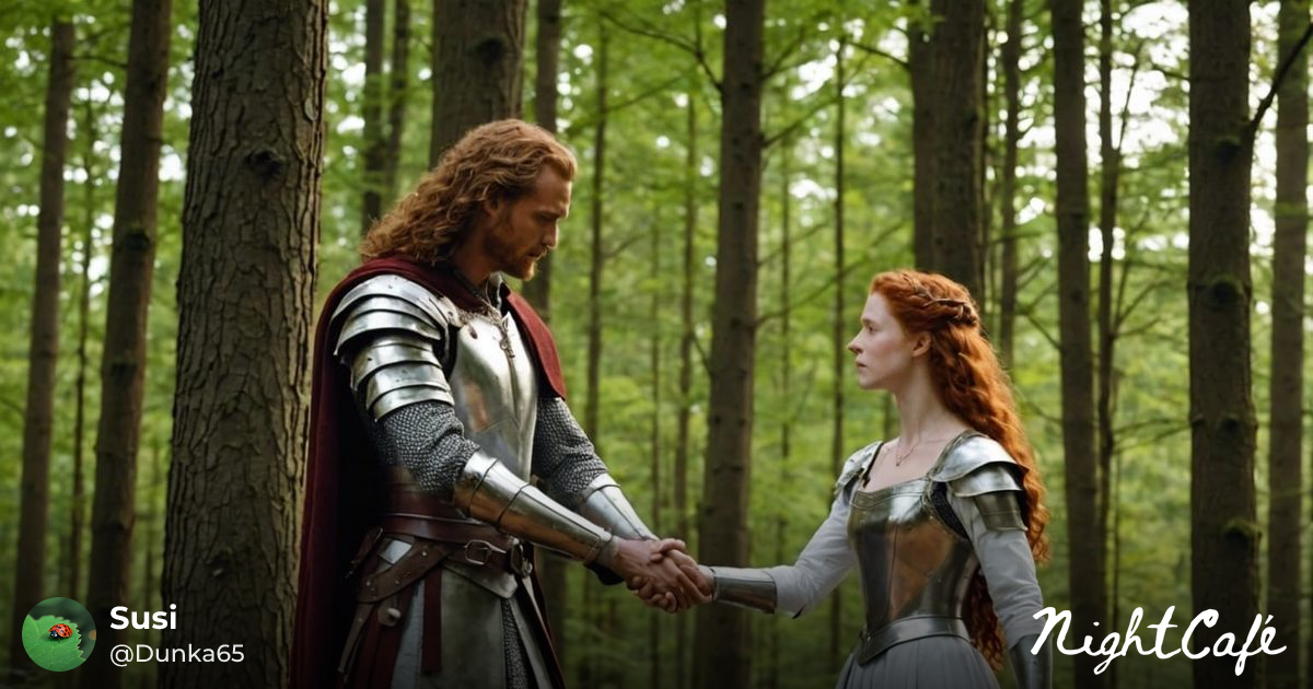 Siegfried and Brunhilde Embrace in Forest, Cinemat... - AI Art