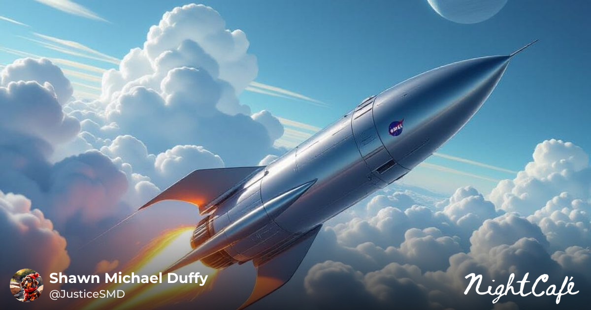 A Nasa Rocket Ship Soaring Above The Clouds