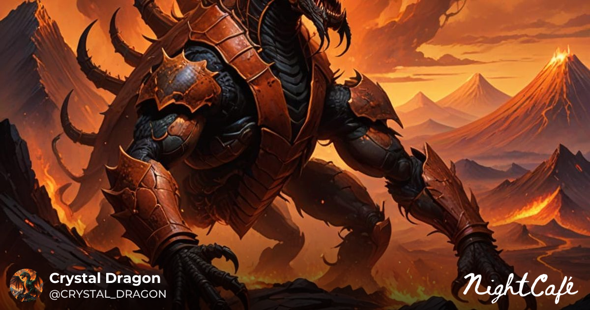 Surreal Fantasy Scorpion Beast Amidst Blazing Volc... - AI Art