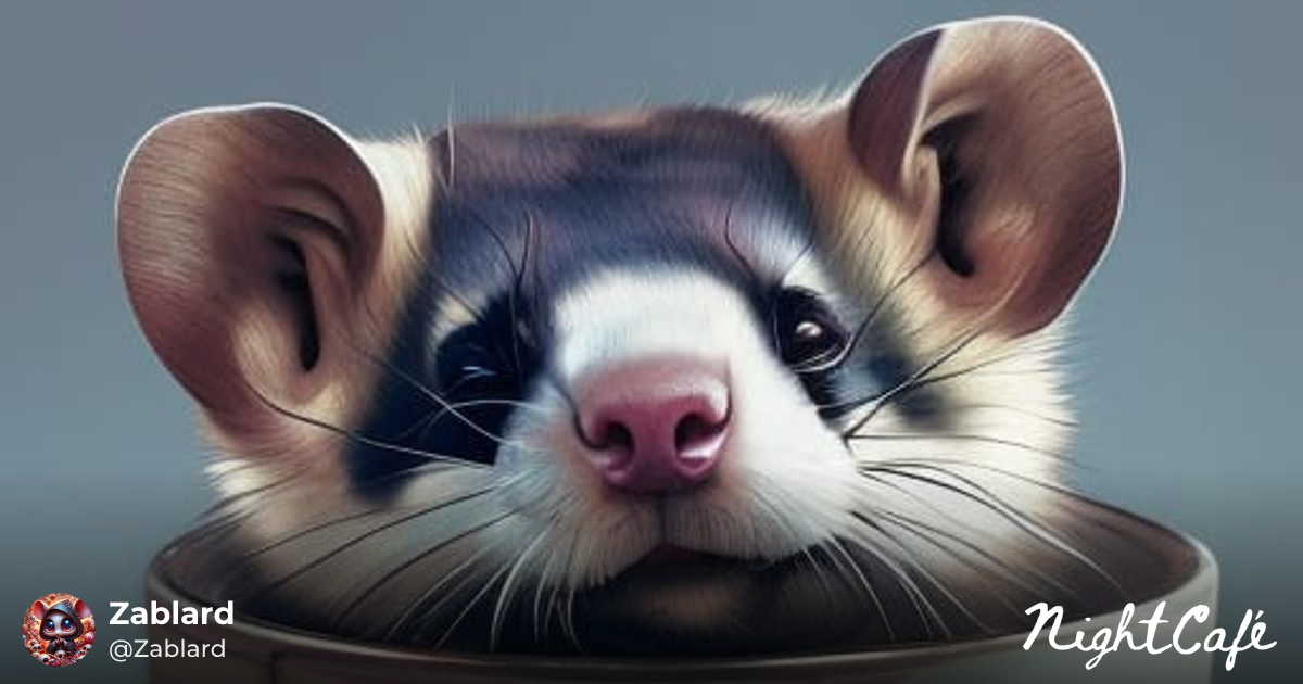 Ferret Tea Time 10 - Ferret Dreams: A Cute Portrait in Teacu...