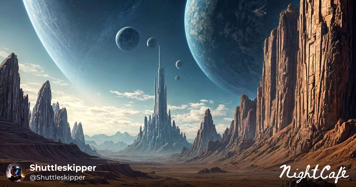 Gigantic Cylindrical Spaceship Lands on Distant Pl... - AI Art