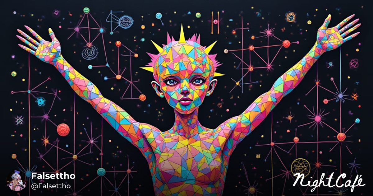 Acrobat in DMT-Land - Surreal Geometric Acrobat in Vibrant P...