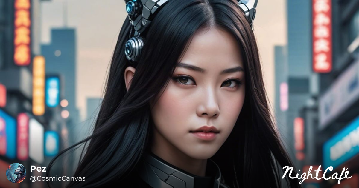 Summer - Detailed Cyborg Portrait in Utopian Cityscape