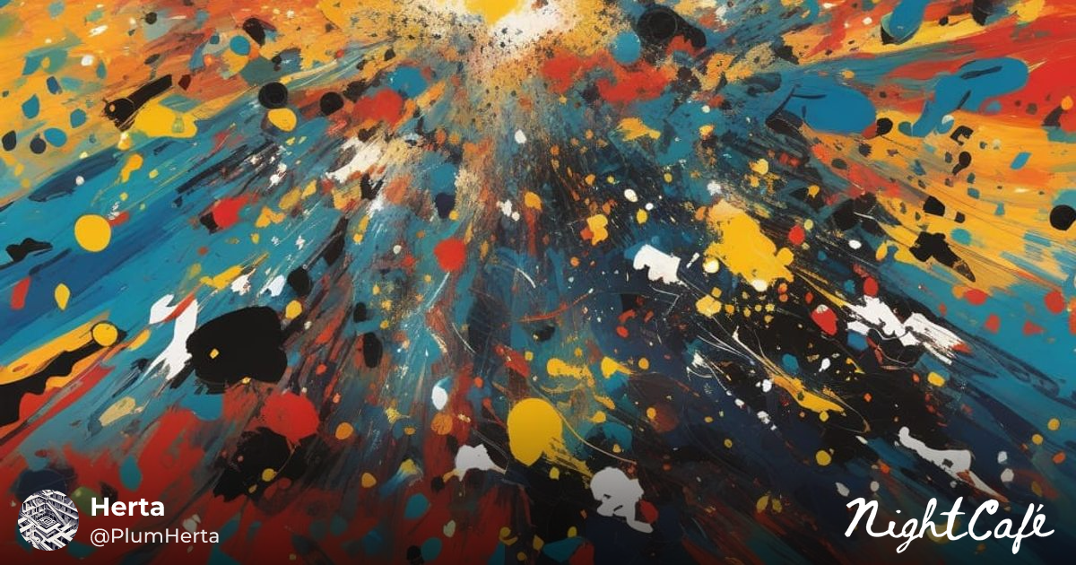 Cosmic Explosion Landscape in Jackson Pollock Styl... - AI Art