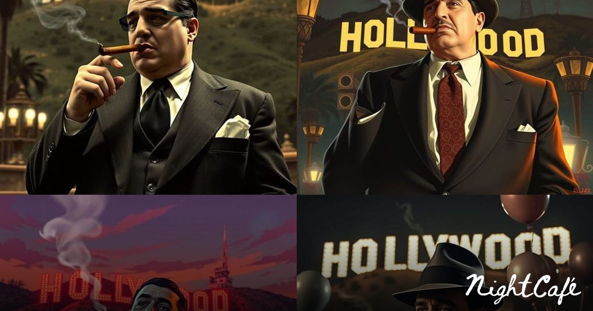 Al Capone Celebrates at the Hollywood Sign - AI Art