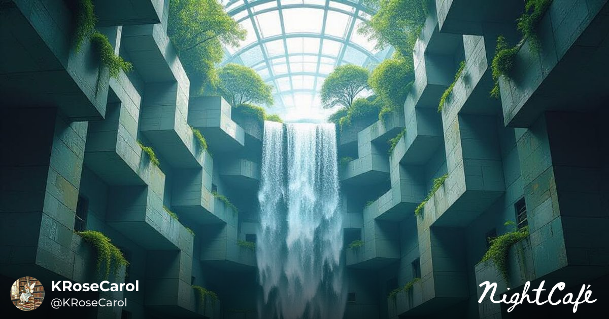 Upside Down Waterfall in Escher Labyrinth - AI Art