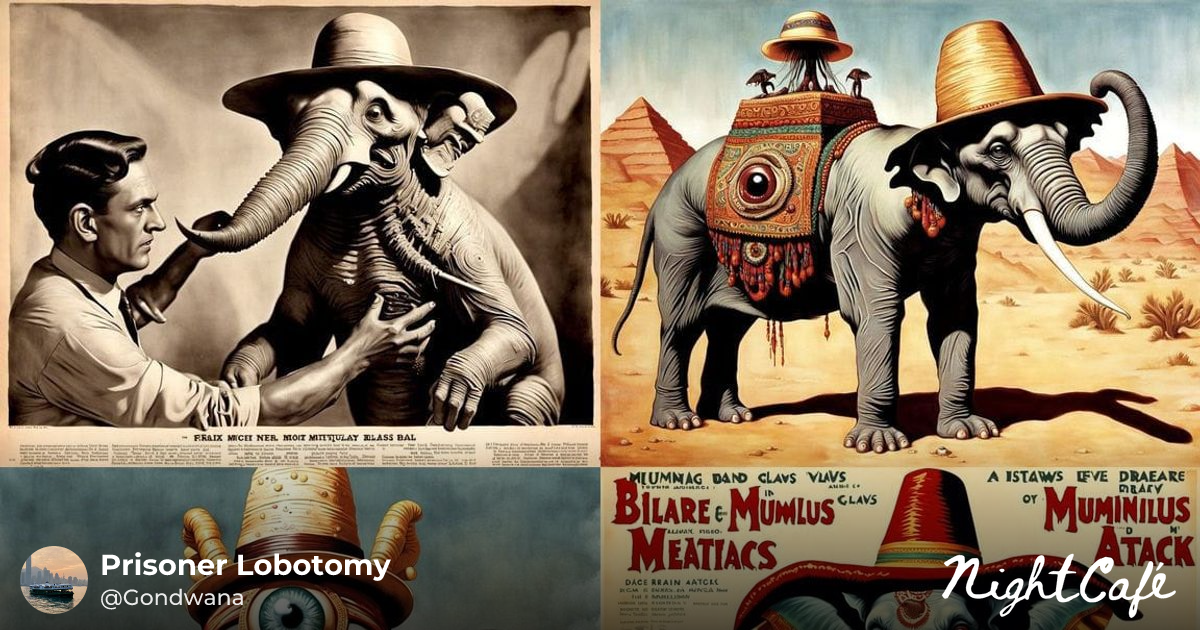 Mutant Elephant Horror: 1930s Movie Poster Art - AI Art
