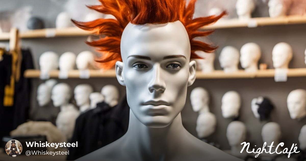 Hell Toupee - Fiery Mohawk Toupee on Mannequin Head