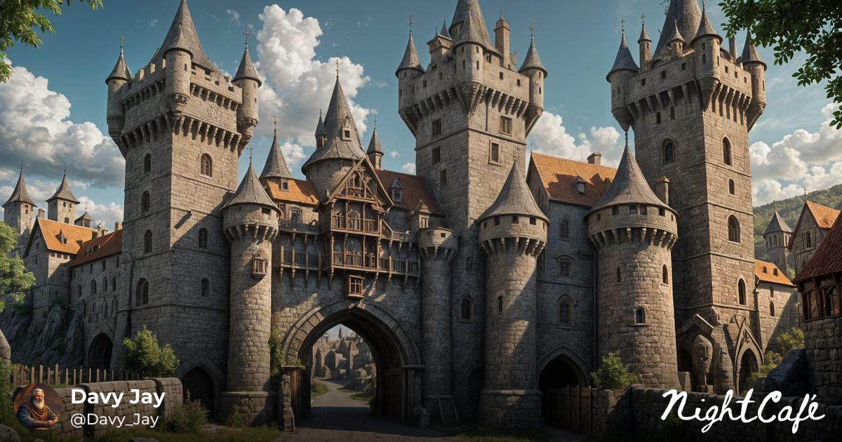 a time of beauty - Fortified Medieval Town Gate in Detailed ...