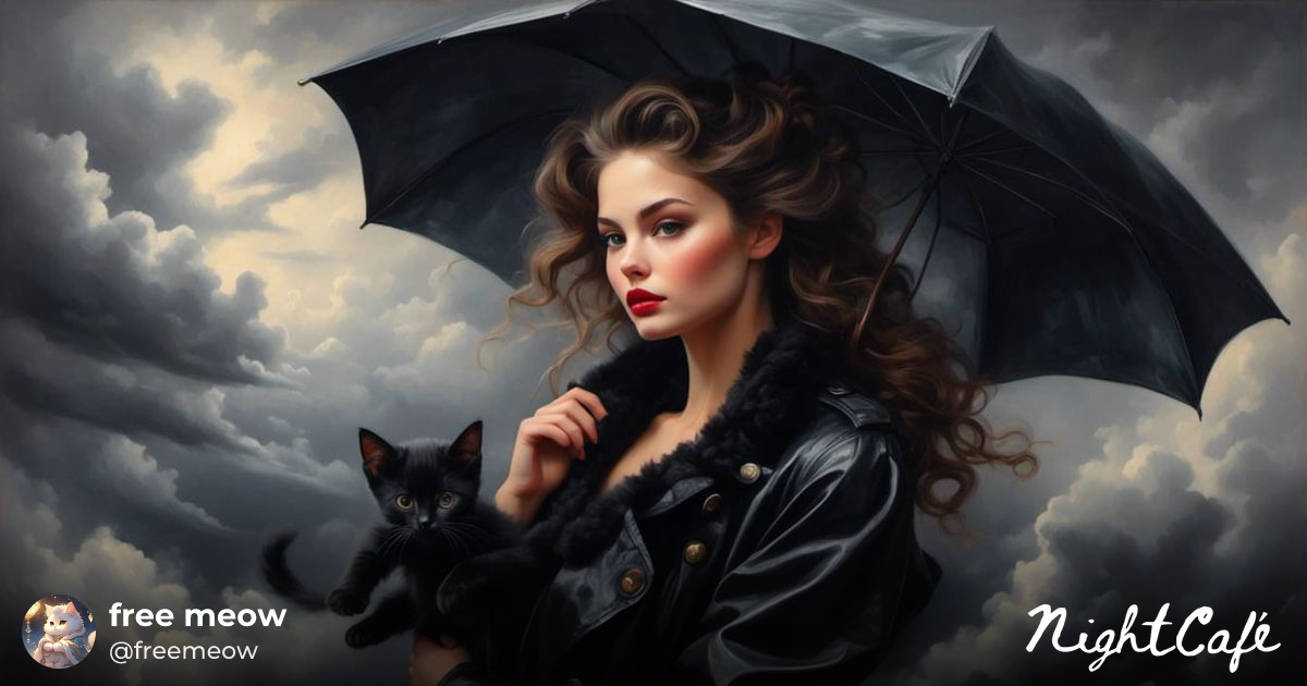 All black kitten on a storm cloud