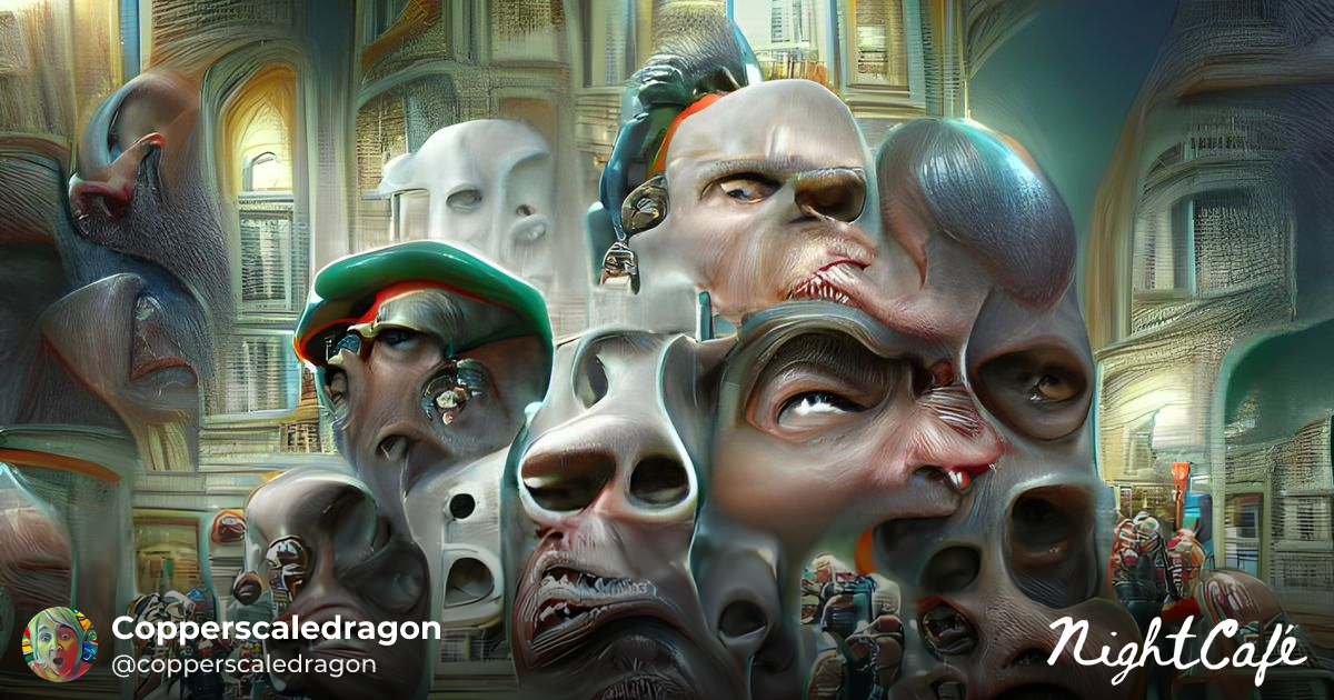Faces of Insanity in Detailed 3D Rendering - AI Art
