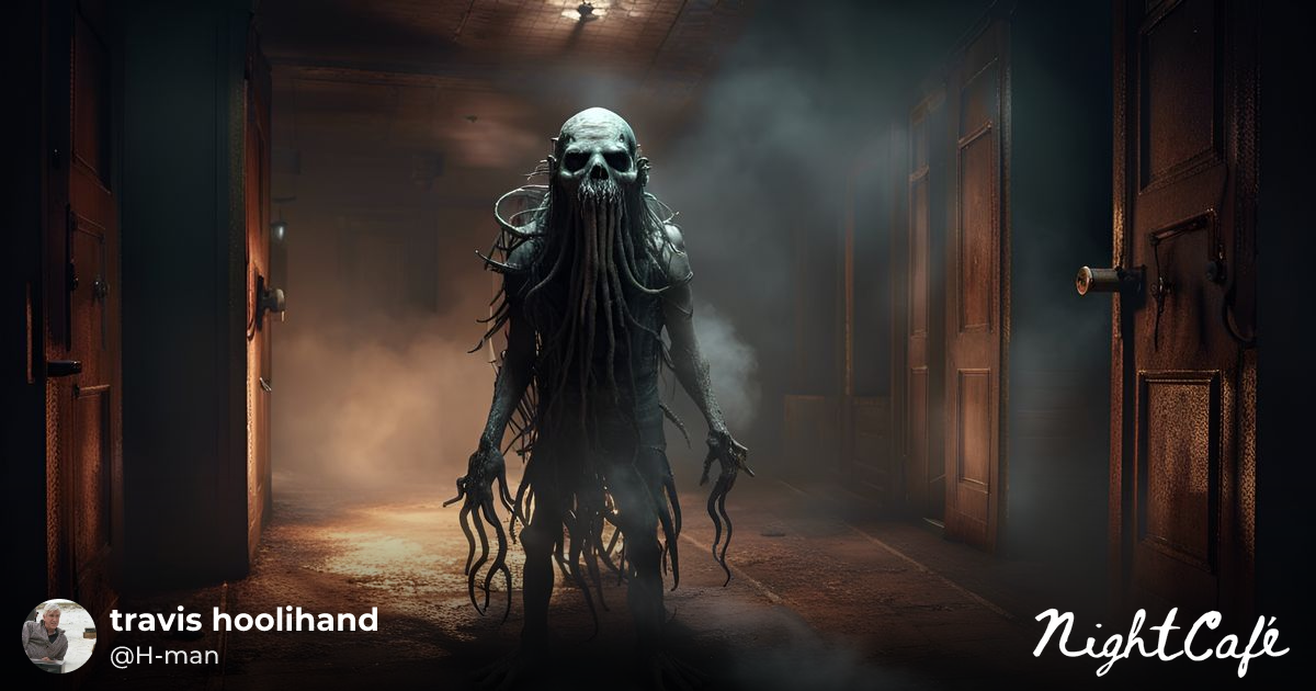 Ghoul in Smoky Corridor: Post-Apocalyptic 3D Rende... - AI Art