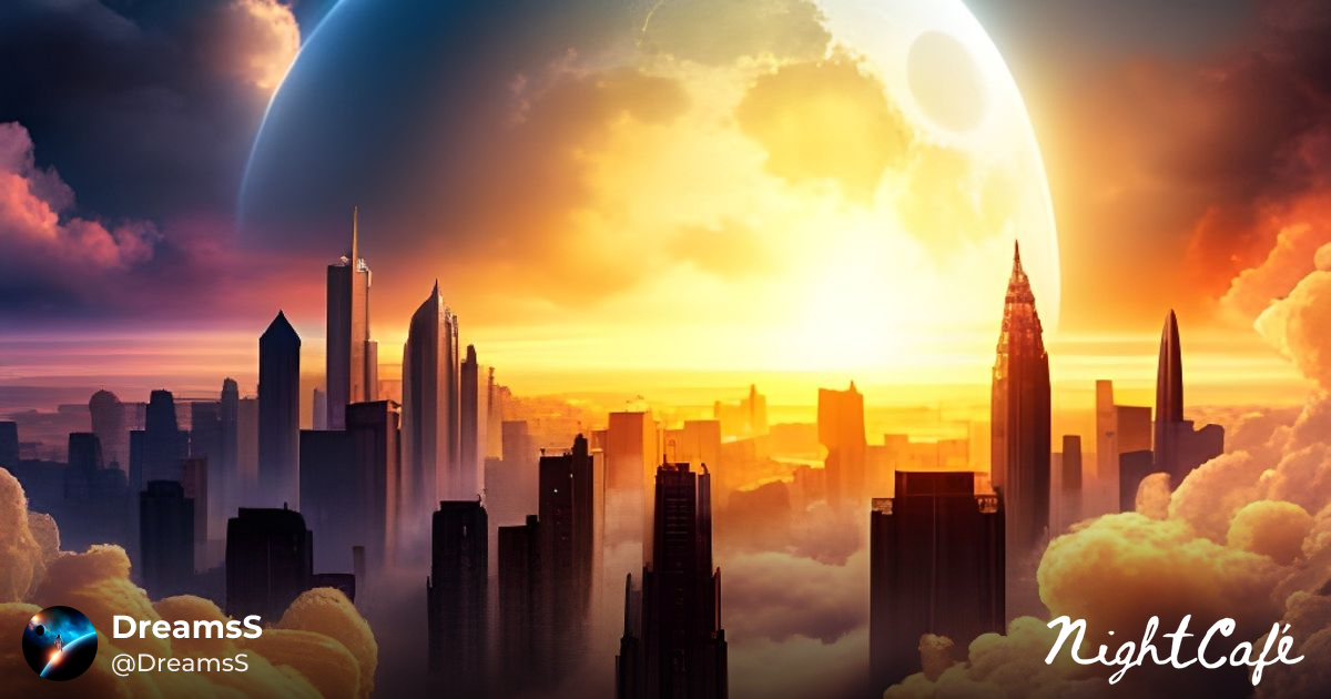 Moonfall - Epic Moonfall Over Cityscape in Detailed Digital ...
