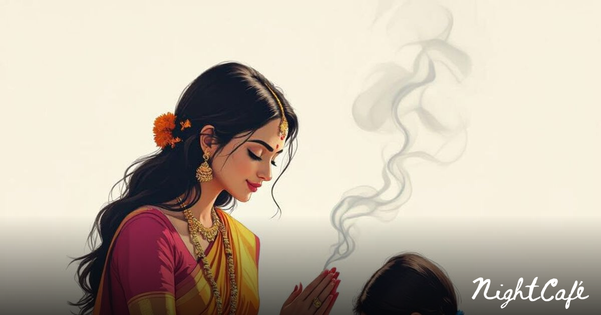 Serene Guru Blesses Child: Indian Sketch Art - AI Art