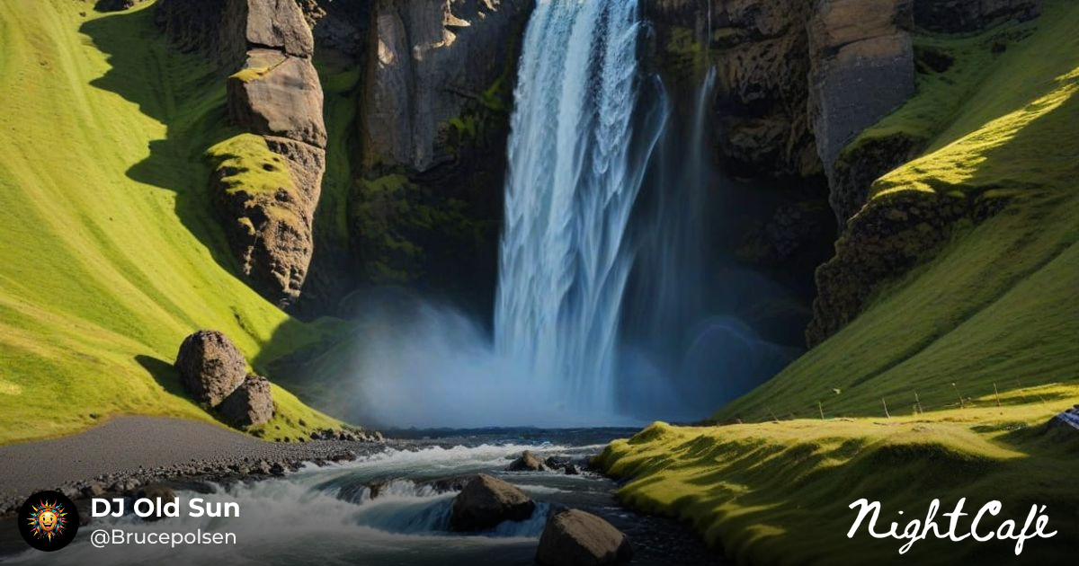 Mountain Waterfall - Icelandic Mountain Waterfall Landscape