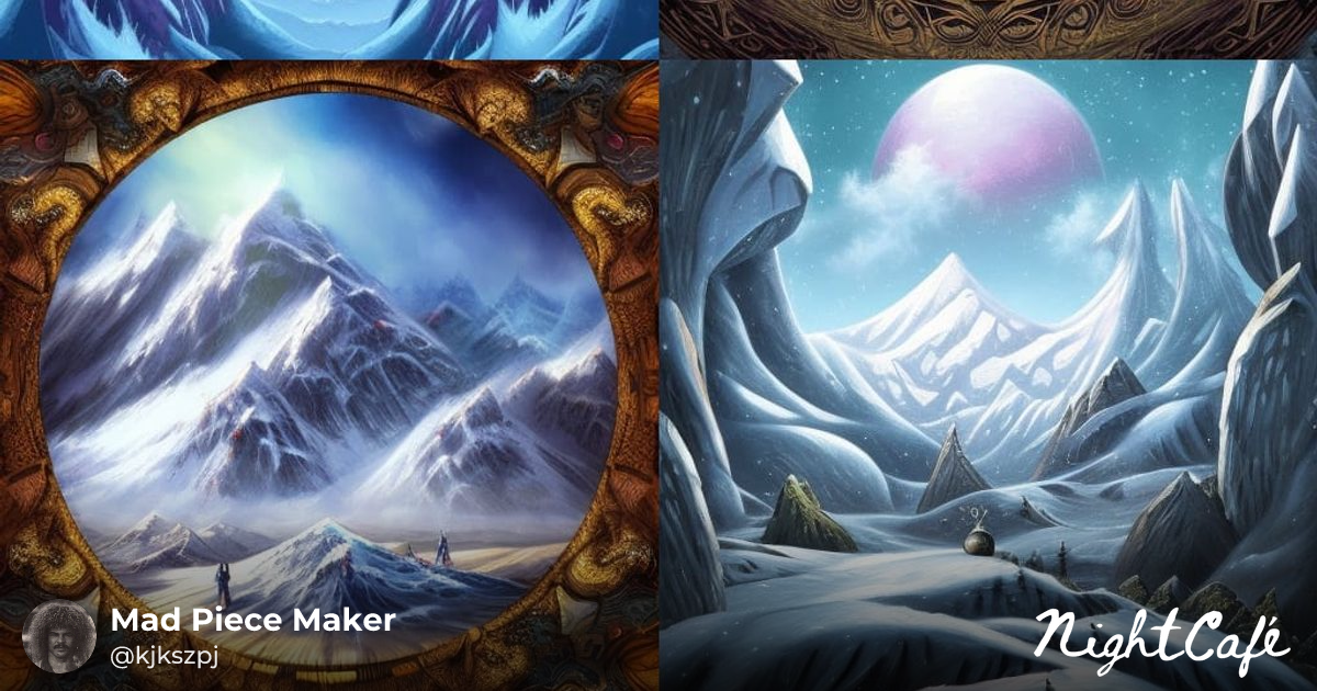 2d art fantasy art, Orb of snowy mountain peak