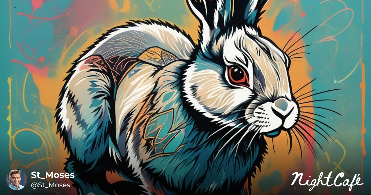 Rabbit in Graffiti Screen Print Style - AI Art