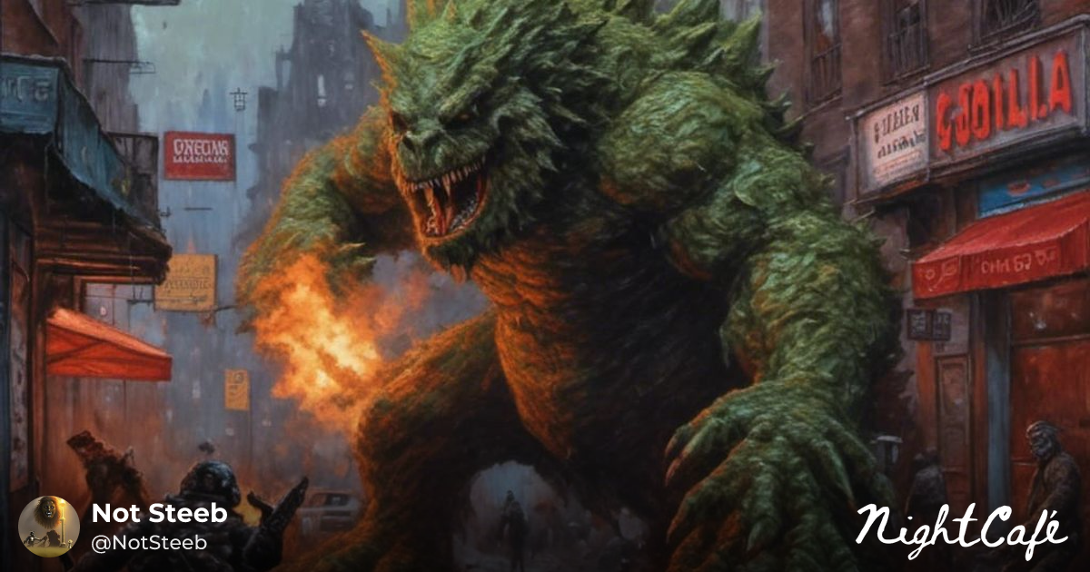 Muzzy the french monster in an urban area