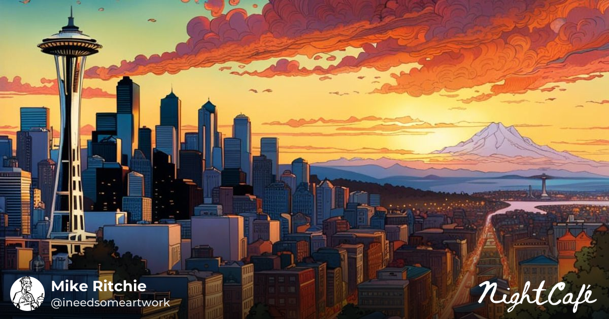 Seattle skyline in the summer - Seattle Golden Hour Skyline:...