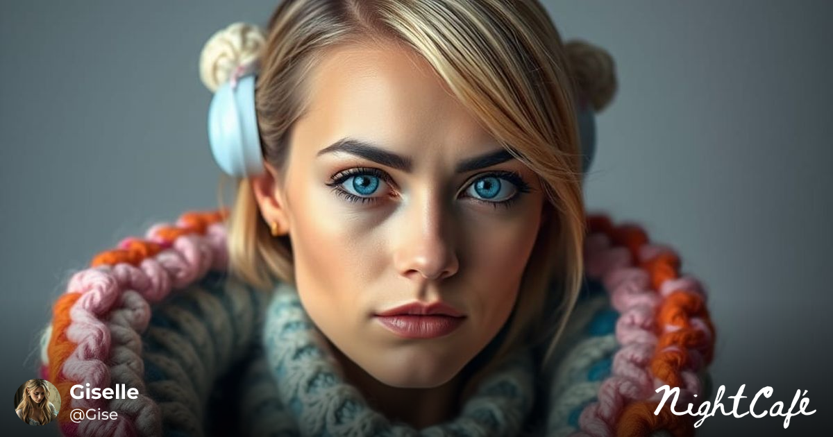 Woman in Woolen Clothing with Futuristic Design - AI Art