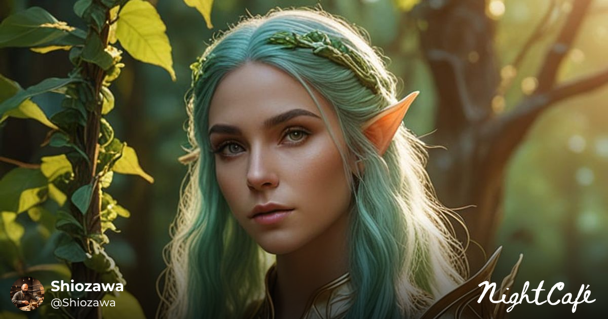 Female Elf with Glowing Staff in Digital Art Style - AI Art