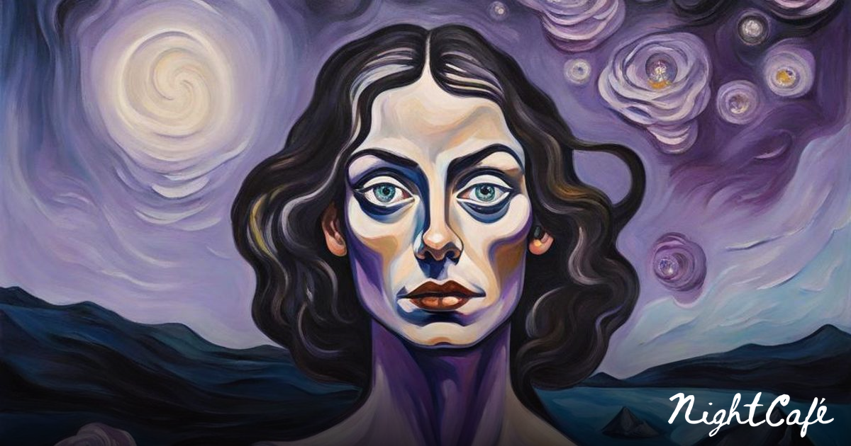 Expressionist Woman in Starry Night, Munch Style - AI Art