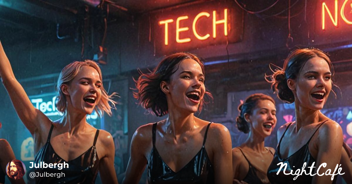 Tech Noir - Girls Dancing at Tech Noir Club in Oil Paint Sty...